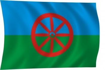 Cigány vagy roma zászló – hivatalos nemzeti lobogó, kék-zöld alapon ...